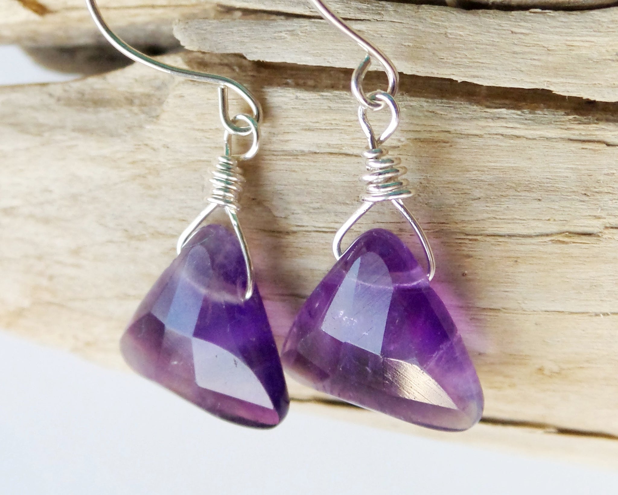 Amethyst Triangle Earrings – Anything's Possible Jewellery